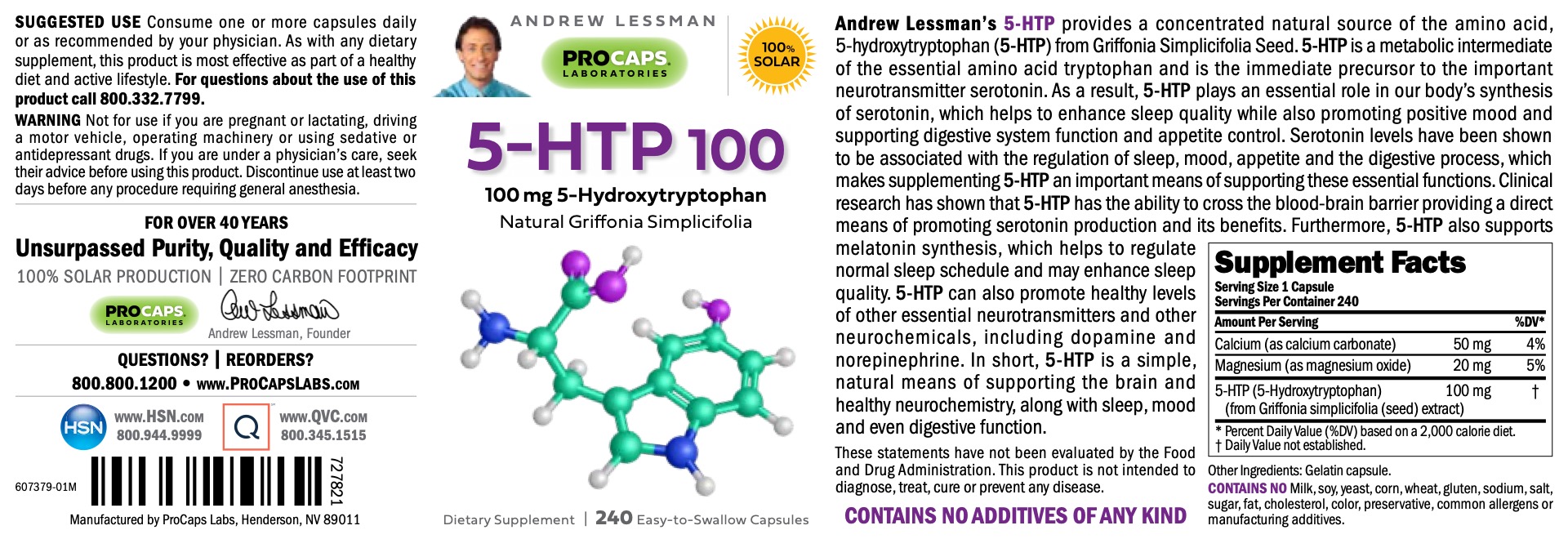 5-HTP 100 - Capsules | Amino Acids | ProCaps Laboratories
